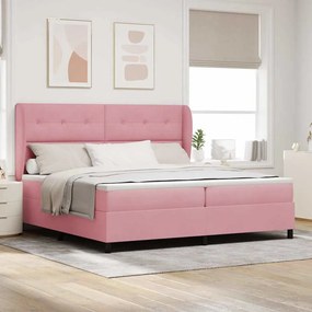 Postel s boxspringem s čelo Růžová 200 x 200 cm samet 3340951