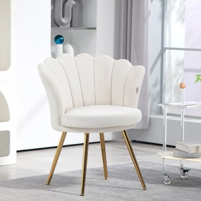 HOMCOM Křeslo typu Shell, Sametové, Toaletní Křeslo, Lounge Křeslo se Zlatými Kovovými Nohami pro Obývací Pokoj, Ložnici a Jídelnu, 67Š x 64H x 77V cm