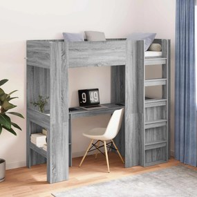Rám patrové postele se stolem s policí Šedá Sonoma 75 x 190 cm 3410432