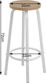 WOLTU Sada 2 barových stoliček v industriálním stylu, MDF sedák, kovové nohy, dubový dekor