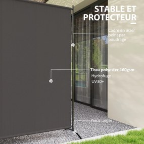 Outsunny zástěna pro soukromí 180 x 50 x 180 cm (tmavě šedá) — ochrana UPF 30+, voděodpudivá, stabilní podstavec