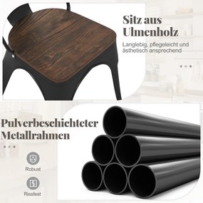 Costway Sada 4 stohovatelných kovových jídelních židlí, černá