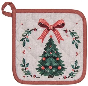 Béžová bavlněná chňapka podložka se stromky Christmas Harmony - 20*20 cm