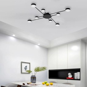 Toolight - LED stropní svítidlo 8-ramenné 8x40W APP210-3CPR + dálkové ovládání, černá, OSW-08465