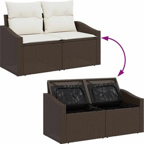 Set pohovek 7 ks Hnědá a krémová polyratan 3355277
