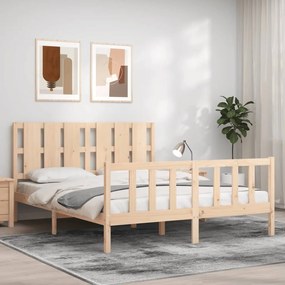Rám postele s čelem 160 x 200 cm masivní dřevo,  3192241 HangarStore.cz