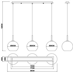 Globo 15462H2 - Lustr na lanku ADARA 3xE27/60W/230V