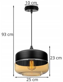 Závěsné svítidlo OSLO 3, 1x černé/medové skleněné stínítko