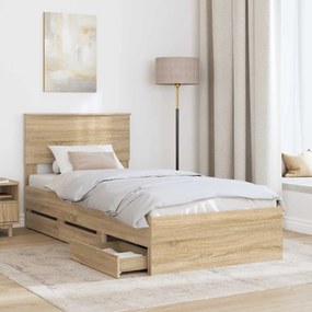 Rám postele s čelo Sonoma dub 100 x 200 cm Inženýrské dřevo 3408014