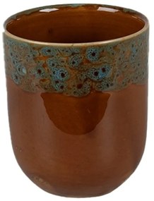 Hnědomodrý keramický kalíšek na čaj - ∅ 7*8 cm / 0,15L