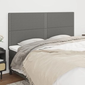 Čelo postele tmavě šedé 200 x 5 x 118/128 cm látkové 3116215