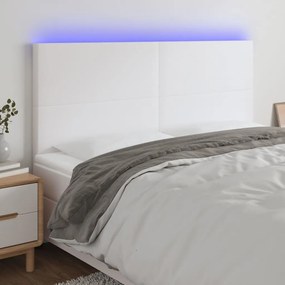 Čelo postele s LED bílé 200x5x118/128 cm umělá kůže
