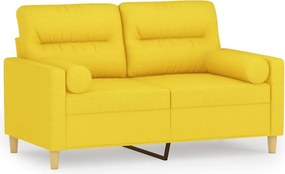 2místná pohovka s polštáři světle žlutá 120 cm textil 3200818