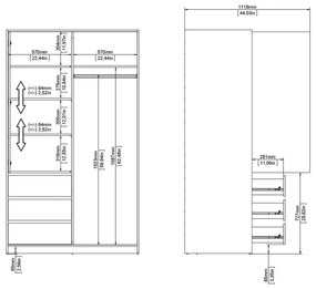Šatní skříň v dekoru dubu s posuvnými dveřmi v přírodní barvě 119x200x60 cm Naia – Tvilum