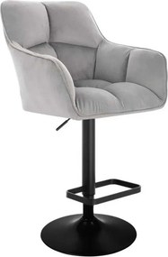 LuxuryForm DESIGN Barová židle AMALFI VELUR na černé kulaté podstavě - světle šedá