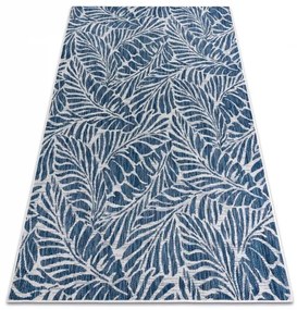 Kusový koberec Sisalový SION 22151 tkaný na plocho listí modrý ecru Rozměr: 80x150 cm