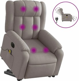 Elektrické zvedací masážní polohovací křeslo taupe textil 3205360