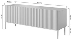 TV stolek Nicole 150 cm - kašmírová / černé nožky