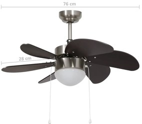 vidaXL Marketos Stropní ventilátor se světlem 76 cm tmavě hnědý