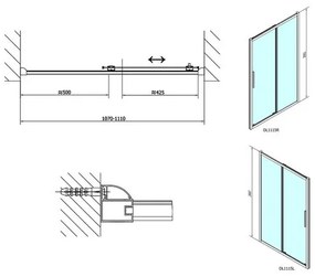 Polysan Lucis Line Sprchové dveře posuvné 110 cm, chrom/čiré sklo, DL1115