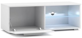 TV stolek Moon s LED osvětlením 100 cm bílý mat/bílý lesk