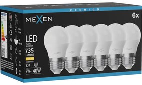 Mexen Nova 6x LED žárovka E27, G45, 7W, Teplá - 3000K, 735 lm - L101-E27-0730-01x06