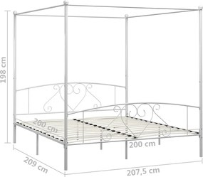 Rám postele s nebesy bílý kovový 200 x 200 cm 284432