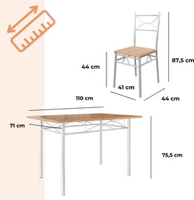 Jídelní souprava PAUL, 5-dílná, přírodní hnědá Casaria