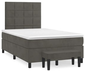 Box spring postel s matrací tmavě šedý 120x190 cm samet