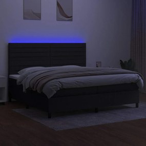 Box spring postel s matrací a LED černá 200x200 cm textil 3134983