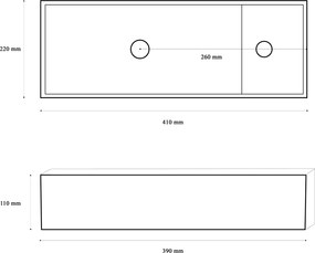 Gamma Pako, umyvadlo na desku 410x220x110 mm, bílá lesklá, GMA-UC-PAKO
