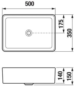 JIKA H8184237161121 - Umyvadlo na desku CUBITO 50x35 cm keramika/matná černá