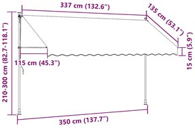vidaXL Marketos Ručně zatahovací markýza s LED světlem 350 cm oranžovo-hnědá