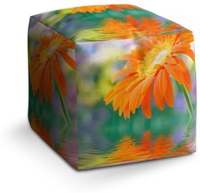 Sablio Taburet Cube Oranžová gerbera: 40x40x40 cm
