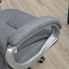HOMCOM Kancelářská židle Vinsetto ergonomická s nastavitelnými područkami, výškově nastavitelná, houpací funkce, černá, len, 64x75x111-121 cm | Aosom…