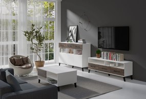 Jurek TV stolek se zásuvkami Carlo 7 Kombinace barev: bílá/dub flagstaff
