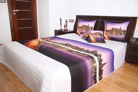 Přehoz na postel bílé barvy s motivem města San Francisco Šířka: 220 cm | Délka: 240 cm