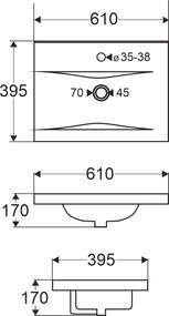 Mereo Mereo, Nábytkové umyvadlo, 61x39,5x17 cm, keramické, bílé, UC6139