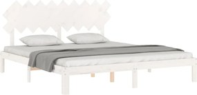 Rám postele s čelem bílý Super King Size masivní dřevo 3193742