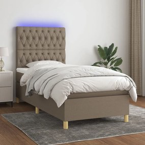 Box spring postel s matrací a LED taupe 80 x 200 cm textil