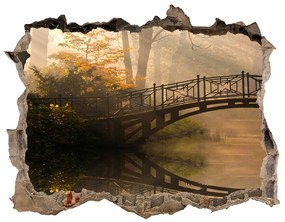 Wallmuralia Díra 3D ve zdi nálepka Starý most podzim 95x64 cm
