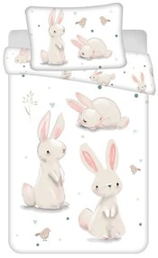 Bavlněné povlečení do postýlky BUNNIES bílé Rozměr povlečení: 40 x 60 cm | 100 x 135 cm