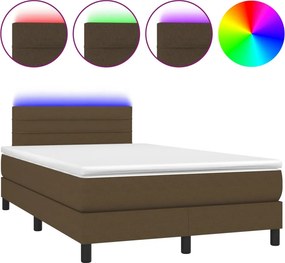 Box spring postel s matrací a LED tmavě hnědá 120x190 cm textil 3270049