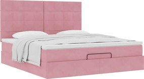 Osmanský rám postele s matrací růžová 200x200cm samet 3313498