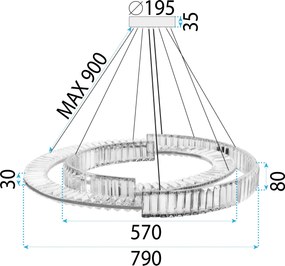 Toolight Toolight, LED křišťálové stropní svítidlo APP1525-CP60/80, chrom, OSW-06973