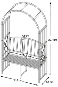 Pergola pro růže s lavičkou, černá