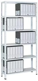 German Kovový regál Office 100 / 209 x 100 x 30 cm / 6 polic / bílá
