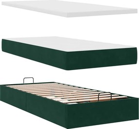 Osmanský rám postele s matrací tmavě zelené 100x200cm samet 3312677