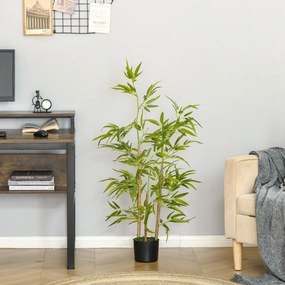 Umělá rostlina HOMCOM 120 cm v květináči se 336 listy, realistický falešný bambus pro interiér a exteriér