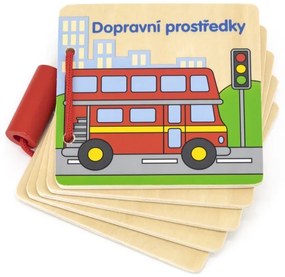 Dřevěná knížka - dopravní prostředky český jazyk
